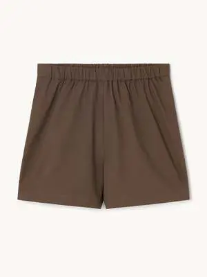 GWYN Relaxed Fit Cotton Poplin Shorts - Ash Brown