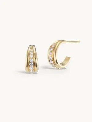 SOPHIE RATNER JEWELRY Pavé Ripple Hoop Earrings - One-color