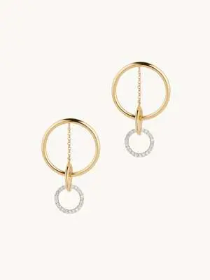GWYN Apple Circle Pavé Drop Earrings - Yellow Gold,white Diamonds