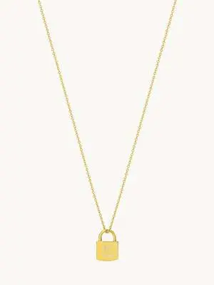 Sarah Chloe Mini Padlock Initial Pendant Necklace - One-color