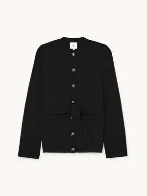 GWYN Slim Belted Cardigan - Navy