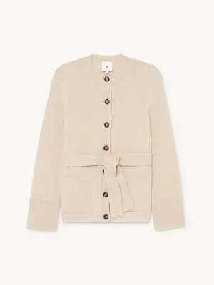 GWYN Slim Belted Cardigan - Navy