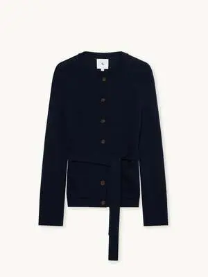 GWYN Slim Belted Cardigan Navy