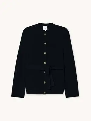 GWYN Slim Belted Cardigan - Navy