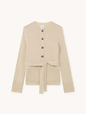 GWYN Slim Belted Cardigan Oat
