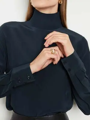 GWYN Silk Turtleneck Blouse