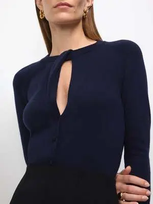 GWYN Button Detailed Cardigan - Navy