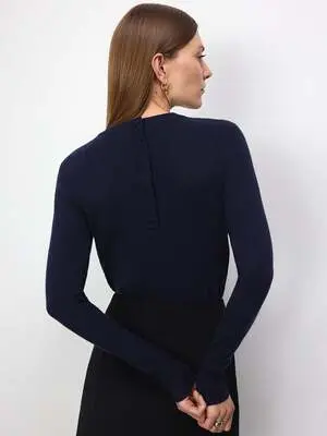 GWYN Button Detailed Cardigan - Navy