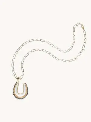 JANE WIN JEWELRY Horseshoe Pendant Necklace - Gold
