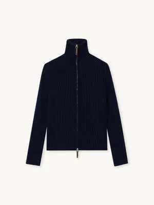 GWYN Spencer Ribbed Wool-cashmere Sweater - Navy