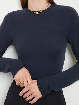 GWYN Cashmere Minimalist Sweater - Navy