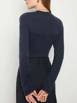 GWYN Cashmere Minimalist Sweater - Navy