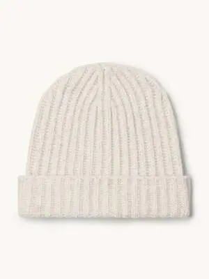 GWYN Ribbed Beanie - Ivory Mouline