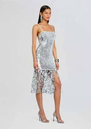 Retrofete Nalu Sequin Fringe Crochet Dress