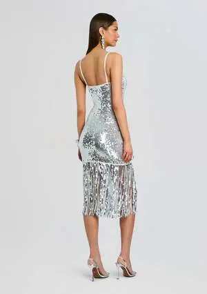 Retrofete Nalu Sequin Fringe Crochet Dress