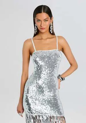 Retrofete Nalu Sequin Fringe Crochet Dress