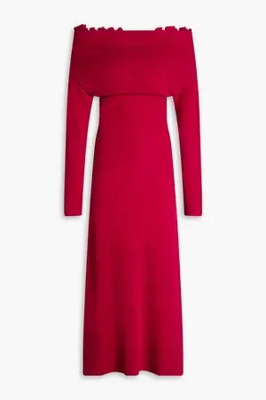 Altuzarra Lunaire Off-The-Shoulder Cashmere Midi Dress - Red