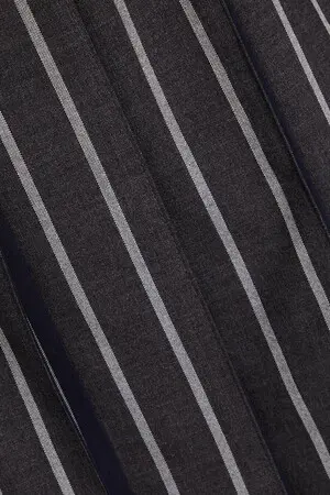 Thom Browne Pleated Striped Wool Midi Skirt - Dark Gray