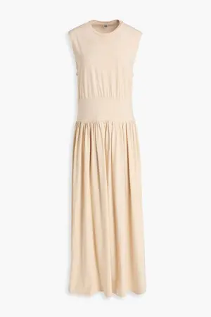 TOTEME Gathered Cotton-jersey Maxi Dress - Beige
