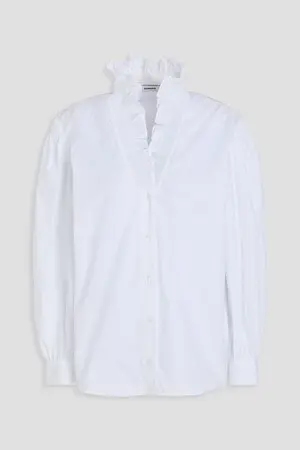 Sandro Ruffled Cotton-poplin Blouse