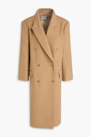 Sandro Double-breasted Wool-blend Felt Coat - Camel