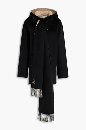 Sandro Wool-felt Hooded Coat With Detachable Scarf