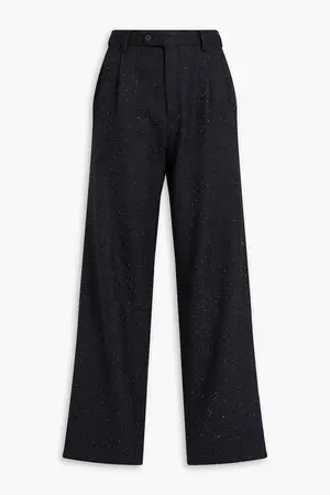 Sandro Crystal-embellished Herringbone Wool-flannel Pants