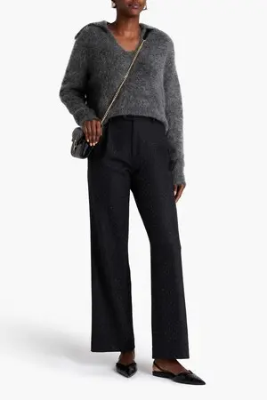 Sandro Crystal-embellished Herringbone Wool-flannel Pants