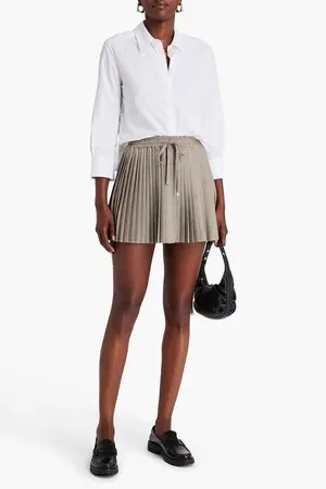 Sandro Houndstooth Tweed Pleated Mini Skirt