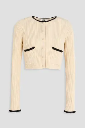 Sandro Cropped Ribbed-knit Cardigan