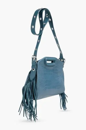 Maje Fringed Croc-effect Leather Shoulder Bag