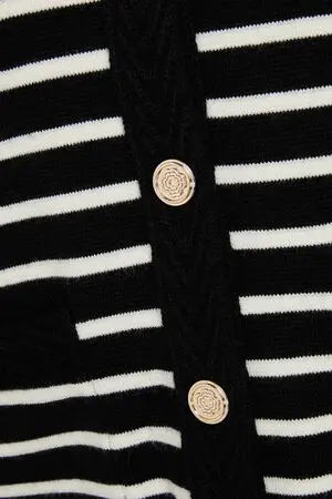 Maje Striped Knitted Cardigan - Black