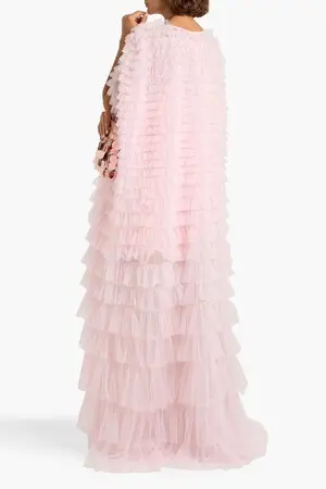 Carolina Herrera Bead-embellished Ruffled Silk-tulle Cape
