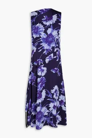 Erdem Floral-print Satin Midi Dress - Indigo