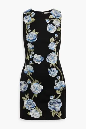 Alice + Olivia Embroidered Twill Mini Dress