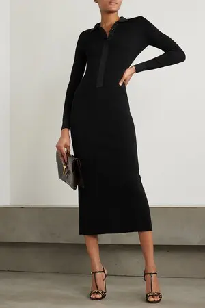TOM FORD Wool-blend Midi Dress - Black