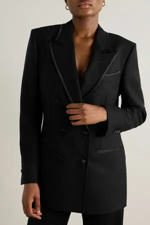 TOM FORD Double-breasted Wool-blend Blazer - Black