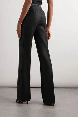 TOM FORD Satin-trimmed Wool-blend Flared Pants