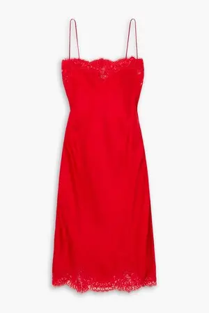 Lace-trimmed Slip Midi Dresses
