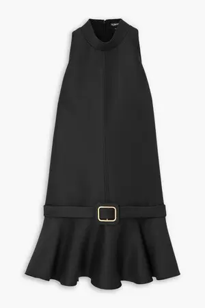 TOM FORD Belted Wool And Silk-blend Mini Dress
