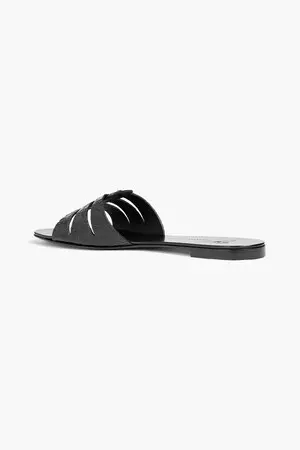 GIUSEPPE ZANOTTI Morpheus Croc-effect Leather Slides - Black