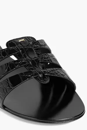 GIUSEPPE ZANOTTI Morpheus Croc-effect Leather Slides - Black