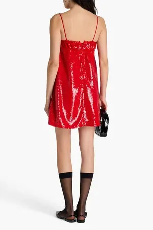 GANNI Ruffle-trimmed Sequined Crepe Mini Dress