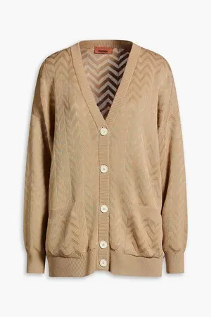 Missoni Crochet-knit Cotton-blend Cardigan - Camel