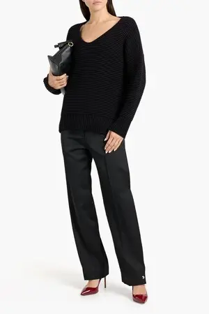 Another Tomorrow Ribbed Merino Wool-blend Sweater - Black