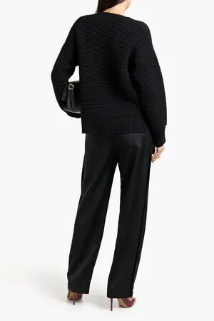 Another Tomorrow Ribbed Merino Wool-blend Sweater - Black