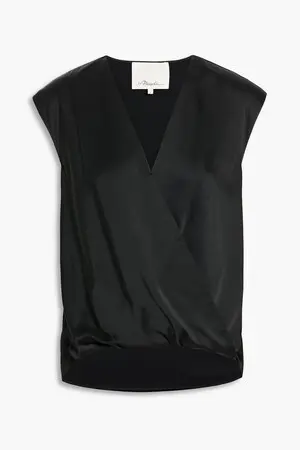 3.1 Phillip Lim Wrap-effect Satin Top - Black