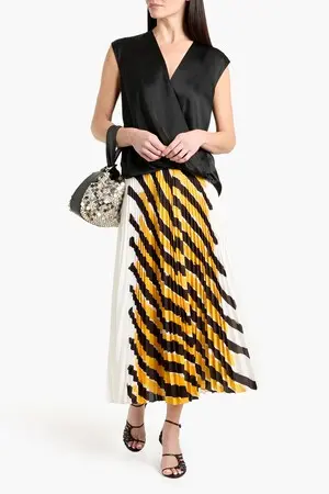 3.1 Phillip Lim Wrap-effect Satin Top - Black
