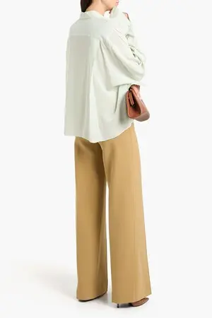 Another Tomorrow Pleated Silk Crepe De Chine Shirt - Mint