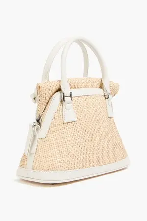 MAISON MARGIELA 5ac Classique Leather And Faux Straw Tote - Beige
